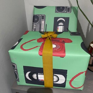 Retro Wrapping Paper Birthday Wrapping Paper Gift Wrap Retro Music 80's ...