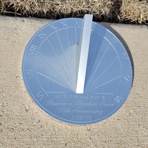 Custom 10th Wedding Anniversary Engraved Sundial Gift For: Parents ...
