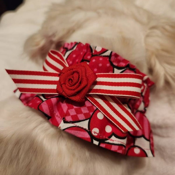 Dog Ruffle Collar, Budding Blooms Dog Scrunchie Collar With Pink ...
