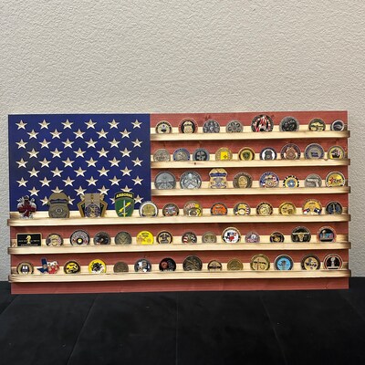 Military Challenge Coin Display Rack US Wood Flag for Secret - Etsy