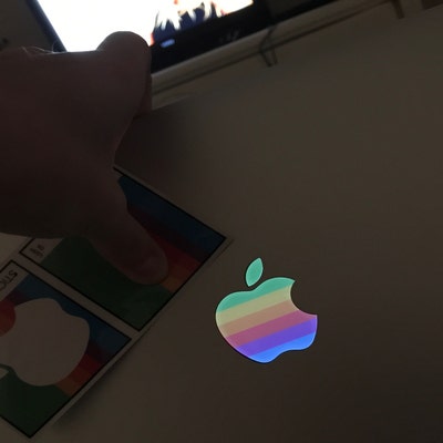 Rainbow Apple MacBook Decal Retro Apple Logo MacBook Sticker GLOWING ...