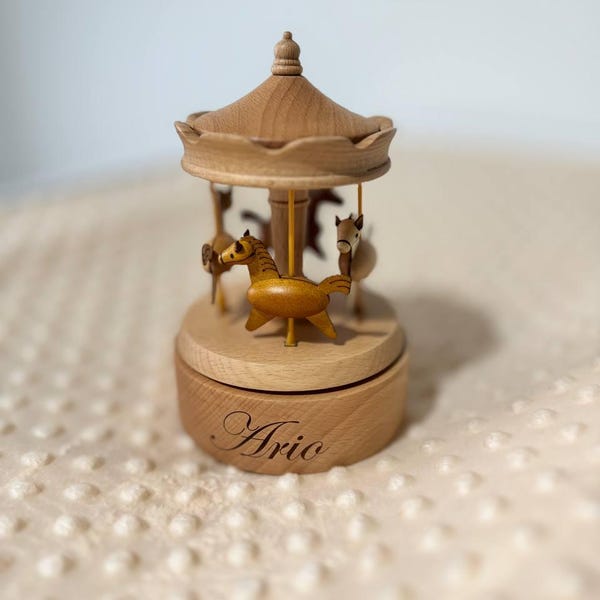 Personalized Engraved Keepsake Carousel Music Box,wooden Christmas ...