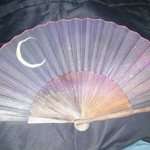 Stars Hand-painted Fan / Hand Painted Fan / Wooden Handfan / Cotton Fan ...