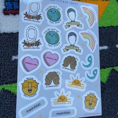 Islamic Merit Award Reward Teacher Stickers Unique Hand Drawn A5 Girl ...