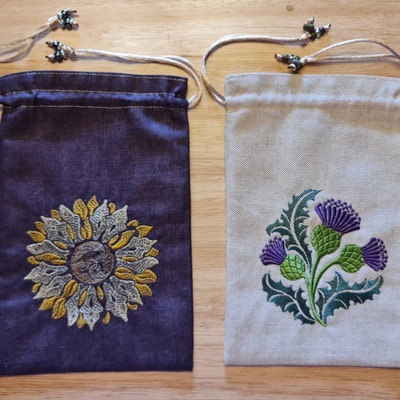 Acorn Embroidered Drawstring Bag, Handmade, Silk Lined - Etsy UK