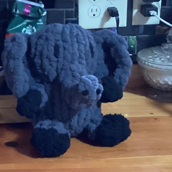 Fingerknit Chunky Elephant Plushie Pattern With Video Tutorial Elephant ...