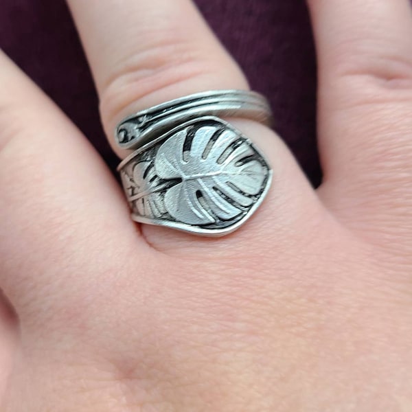 Monstera Ring Adjustable Wrap Style Handcrafted Pewter by Doctor Gus ...