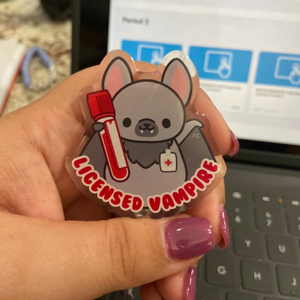 Licensed Vampire Acrylic ID Badge Reel for Phlebotomists, Phlebotomy ...