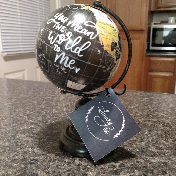 Personalized 4” Globe- Hand Lettered Globe- Mini Globe Centerpiece ...