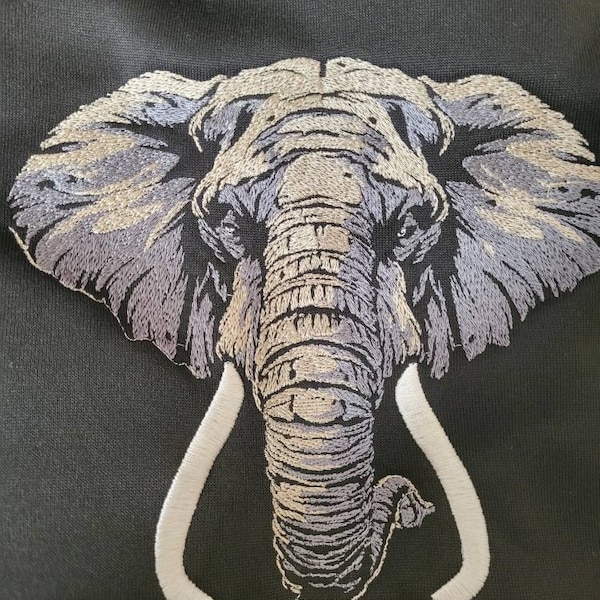 Realistic Elephant Head Embroidery Design, African Safari Animal for ...