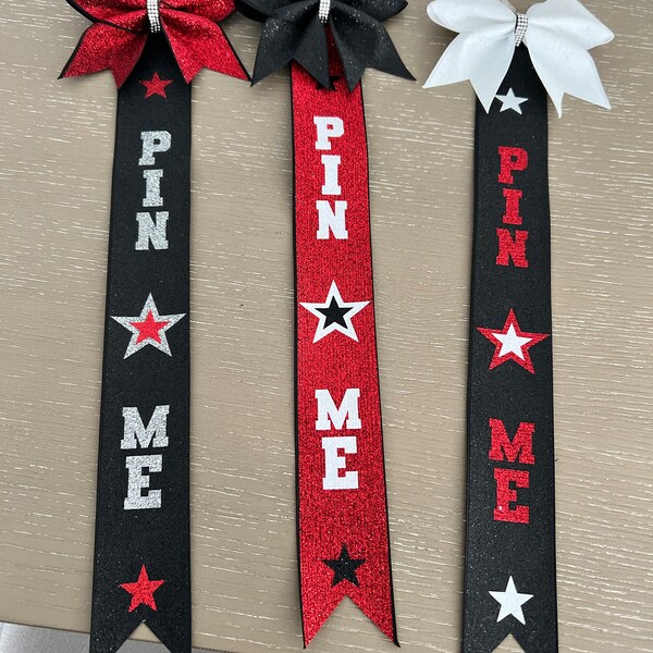 Pin Me Cheer Competition Tag Ribbons, Customizable Glitter Colors + Add ...
