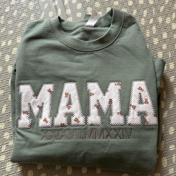 Mama Embroidered Baby Clothes Keepsake Applique Sweatshirt Mama ...