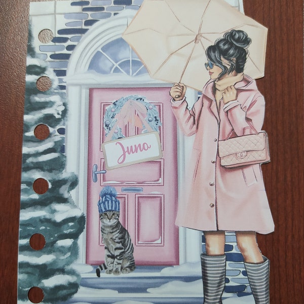 Digital Watercolor Illustration Fashion Girl Pink Trench Coat Stylish ...