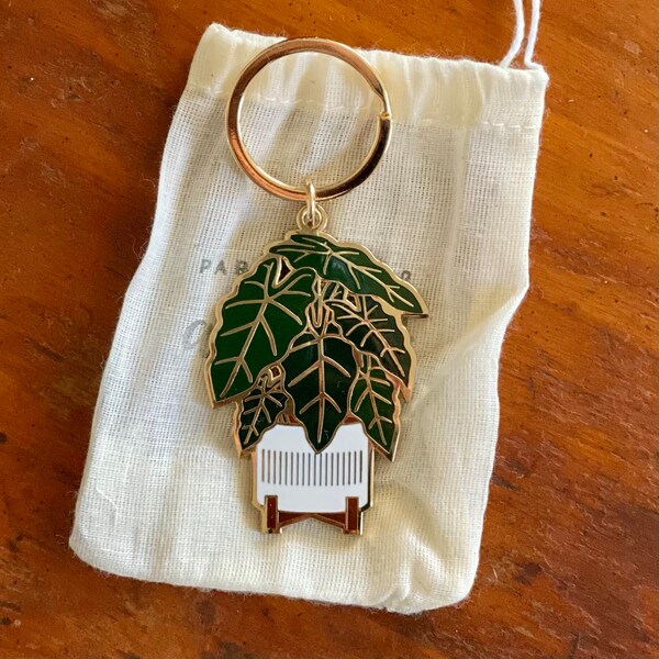 Alocasia Enamel Keychain | Cute Plant Keychain | Planter Keychain | Key ...