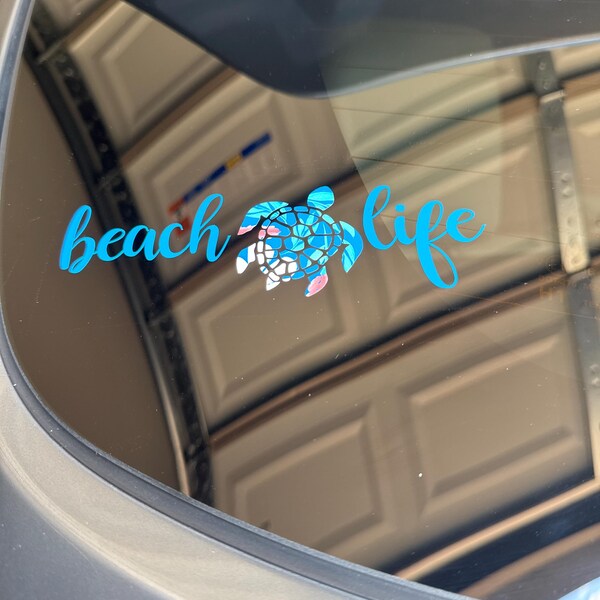 Sea Turtle Decal, Beach Life Decal, Summer Decal, Beach Decal, Vinyl ...