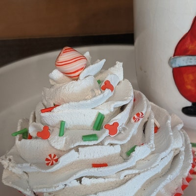 6 Candy Cane Mallows, Fake Marshmallow, Polymer Clay Dessert Cabochons ...