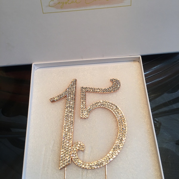 15 Birthday Cake Topper - ROSE GOLD - 15th Quinceañera or Anniversary ...