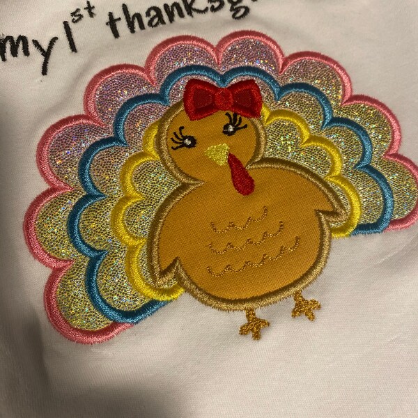 Turkey Girl Princess Diva Monogram Applique Digital Machine Embroidery ...