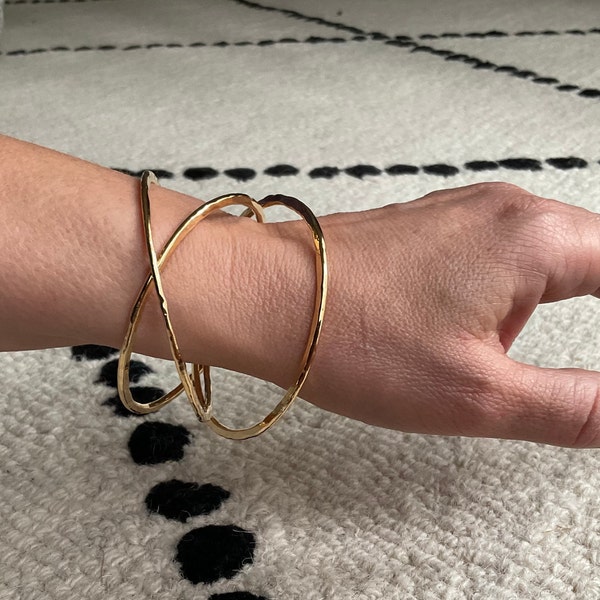 Trio Bangles Gold Handmade Bangle Rustic Bangle Stacking Bangle ...