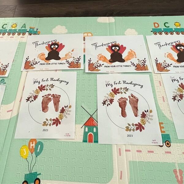 Baby's My 1st First Thanksgiving Footprint Craft, Printable | Baby ...