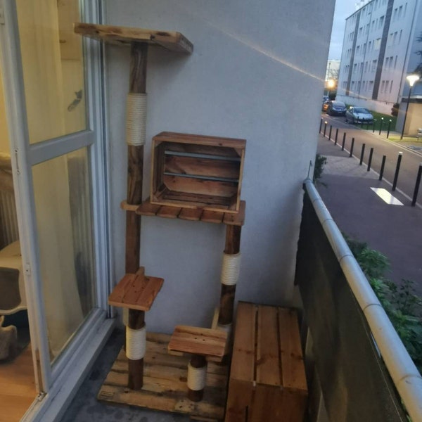 Kratzbaum Birke Natur Holz Katzenbaum Katze Kitten Outdoor Balkon ...