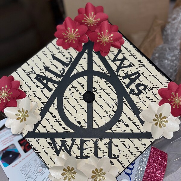 104 Harry Graduation Topper, All Was Well Graduation Cap, Wizard ...