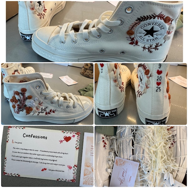 Embroidered Converse Dog, Custom Converse Embroidery Puppy, Embroidered ...