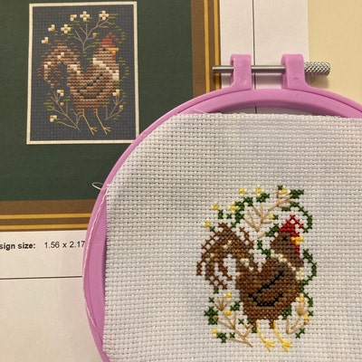 Farmhouse Cross Stitch Pattern, Hen, Chicken Cross Stitch, Floral ...