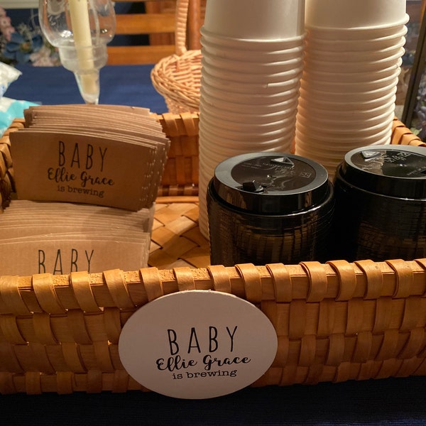 Custom Baby is Brewing Personalized Natural Brown Kraft Coffee Sleeves ...