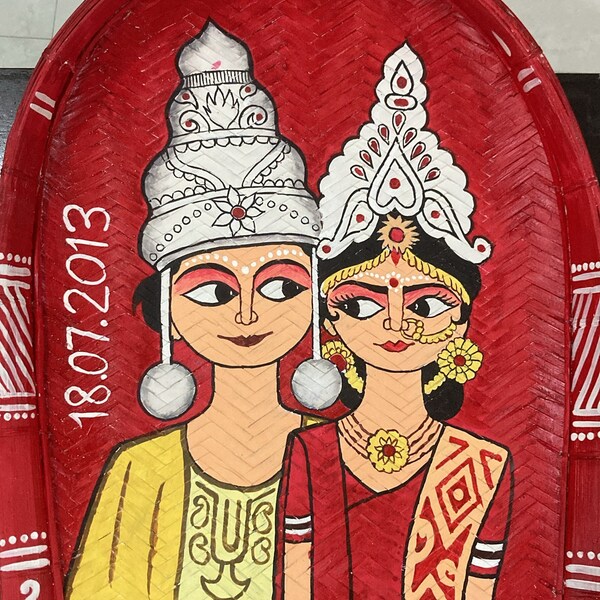 Hatpakha Hand Fan Art Kalighat Painting, Bengali Patua Painting ...