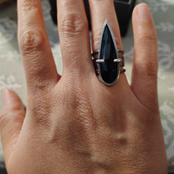 Witchy Ring for Women Gothic Rings Black Rings Wide Band Ring ...