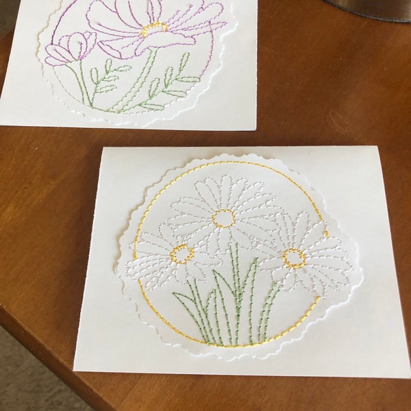 DIY Machine Embroidery Card Design, Floral Card Design, Instant ...