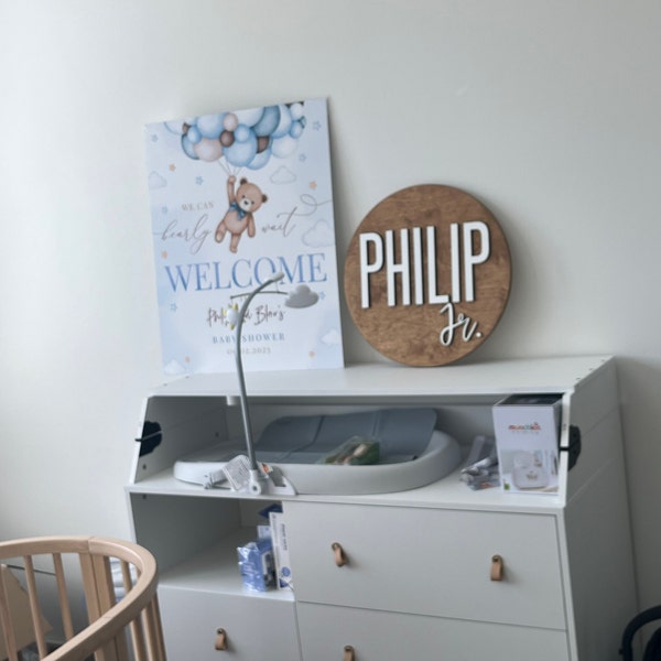Customized Baby Name Sign, 12-36 Inch, Baby Shower, Round Plaque ...