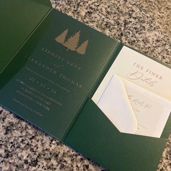 Clear Acrylic Foiled Wedding Invitations Featuring a Venue Illustration ...