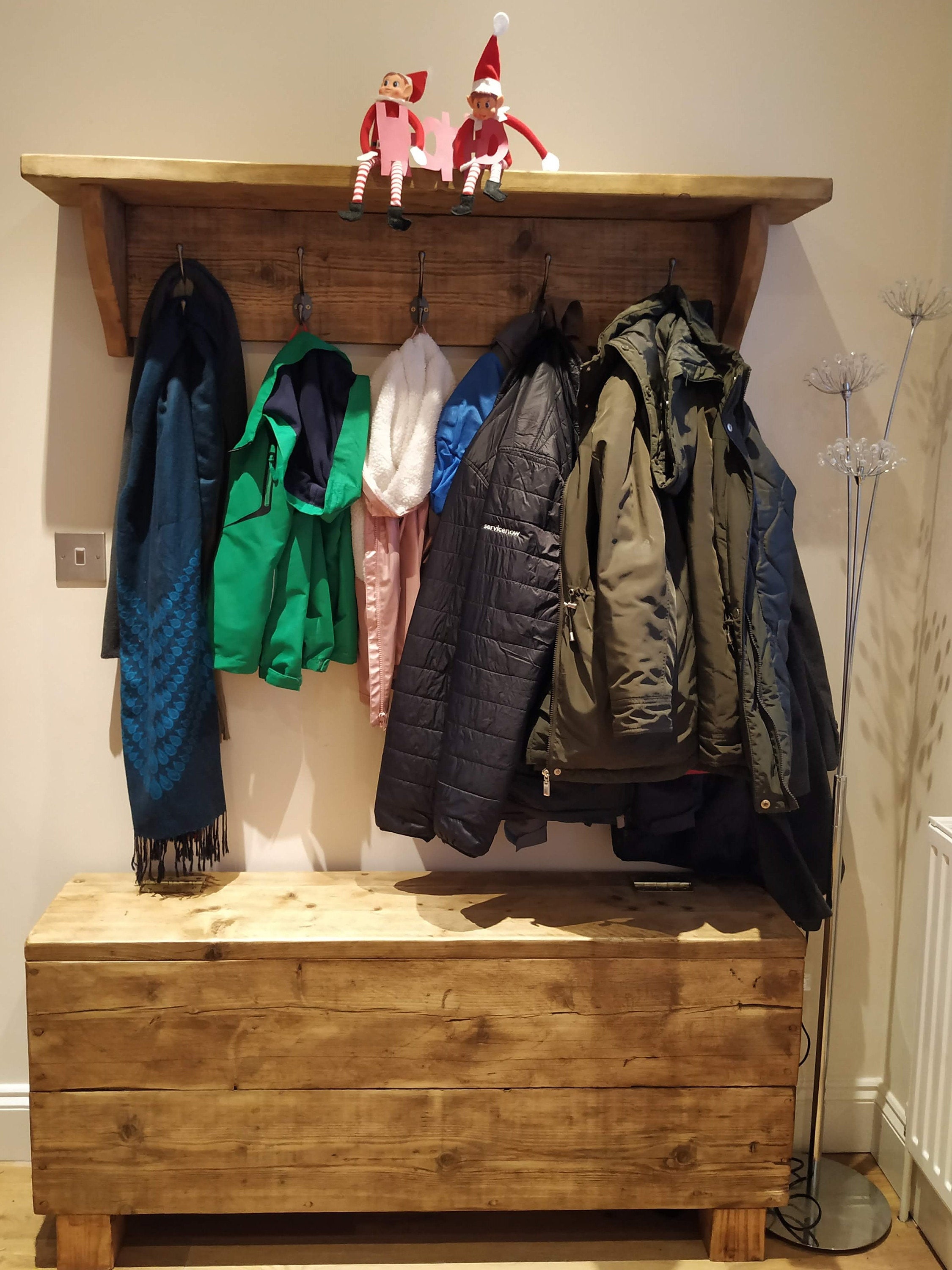 reclaimed wood hallway bench hall storage box seat shoe storage bedroom ...