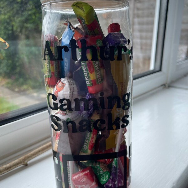 Personalised Gaming Snacks Jar Sticker - Vinyl Decal - Label- Gamer ...