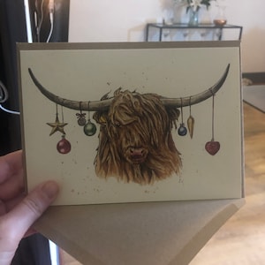 Highland Cow Card Cute Christmas Card Cow Christmas Card Funny Cow Card ...