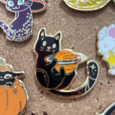 Black Cat Enamel Pin, Space Enamel Pin , Cat Enamel Pin, Black Cat, Cute Enamel Pins, Kawaii ...