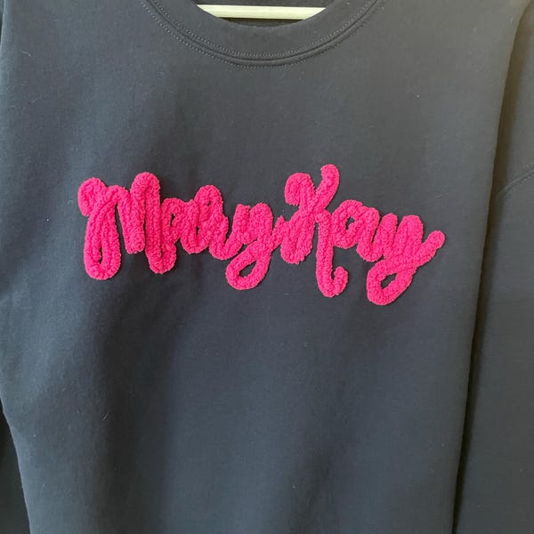 Custom Chenille Yarn Embroidered Crewneck | Chenille Yarn | Chenille ...