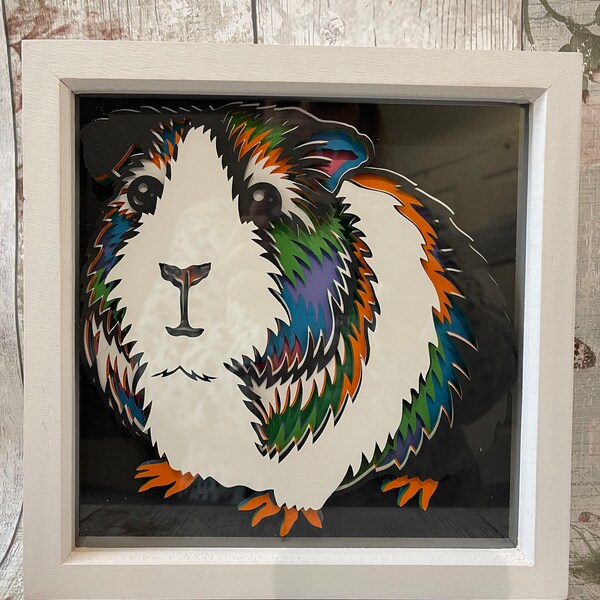Guinea Pig 3D Shadow Box SVG, Layered Cardstock Papercut Art (digital ...