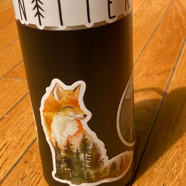 Fox Vinyl Sticker Watercolor Fox Art All Weather Sticker for Tumbler ...