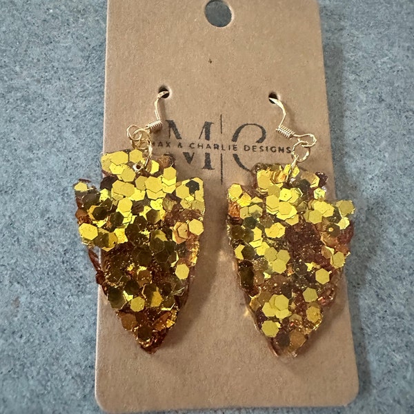 KC Chiefs Fans - Red and Gold Sparkle Earrings - KC Chiefs Earrings ...