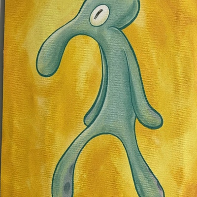 Squidward Painting Print, Abstract Wall Art, Squidward Canvas Poster ...