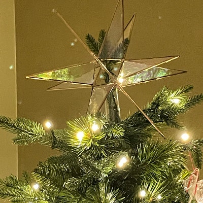 Lg. Stained Glass Tree Topper Iridescent Clear Textured - Etsy