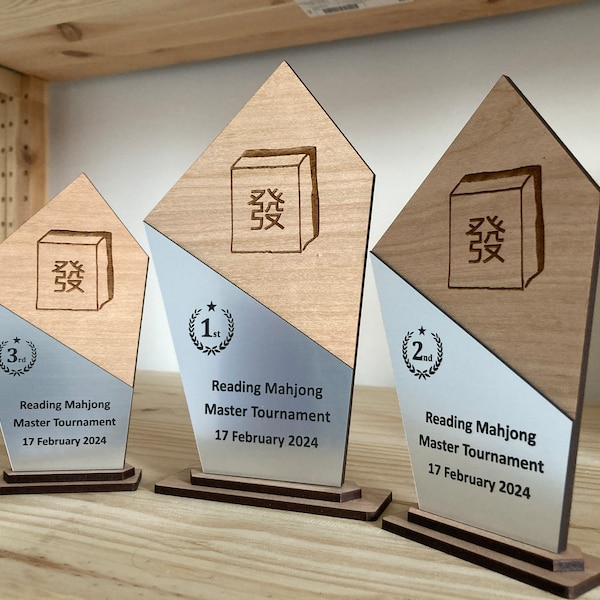 1st 2nd 3rd Wooden Trophy With Engraved Plate 1st Place, 2nd Place, 3rd ...