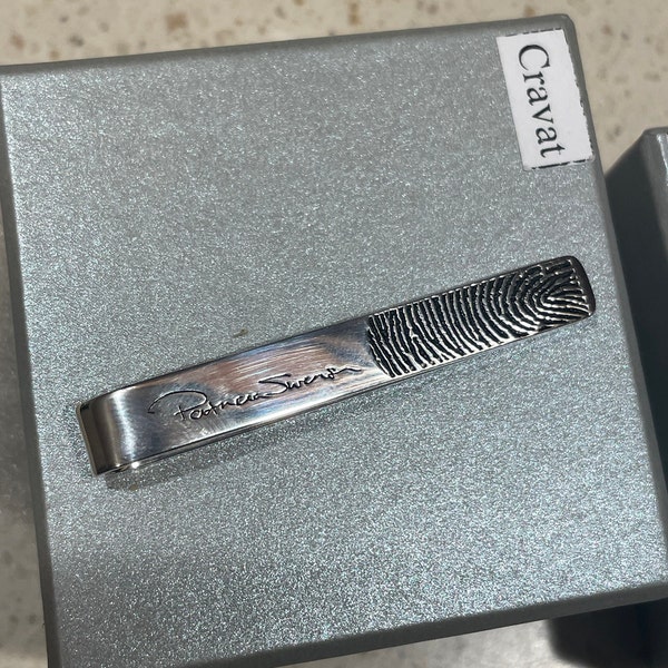 Personalized Signature Tie Clip - Handwriting Tie Bar - Fingerprint Tie ...