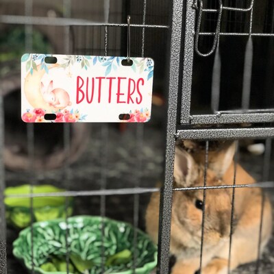 Personalized Floral Rabbit Hutch Sign / Rabbit Mom Gift / Cage ...