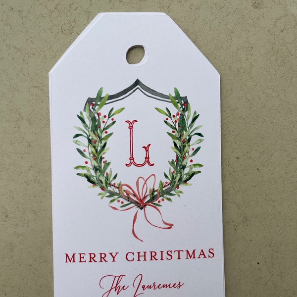 Personalized Christmas Gift Tags Christmas Crest Custom Christmas Gift ...