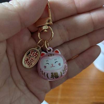 JAPANESE OMAMORI PINK Cat Kitty Planner Charm Good Luck Bell Good Luck ...