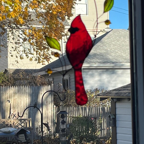 Cardinal Stained Glass Window Hangings Christmas Gifts Custom Stained ...